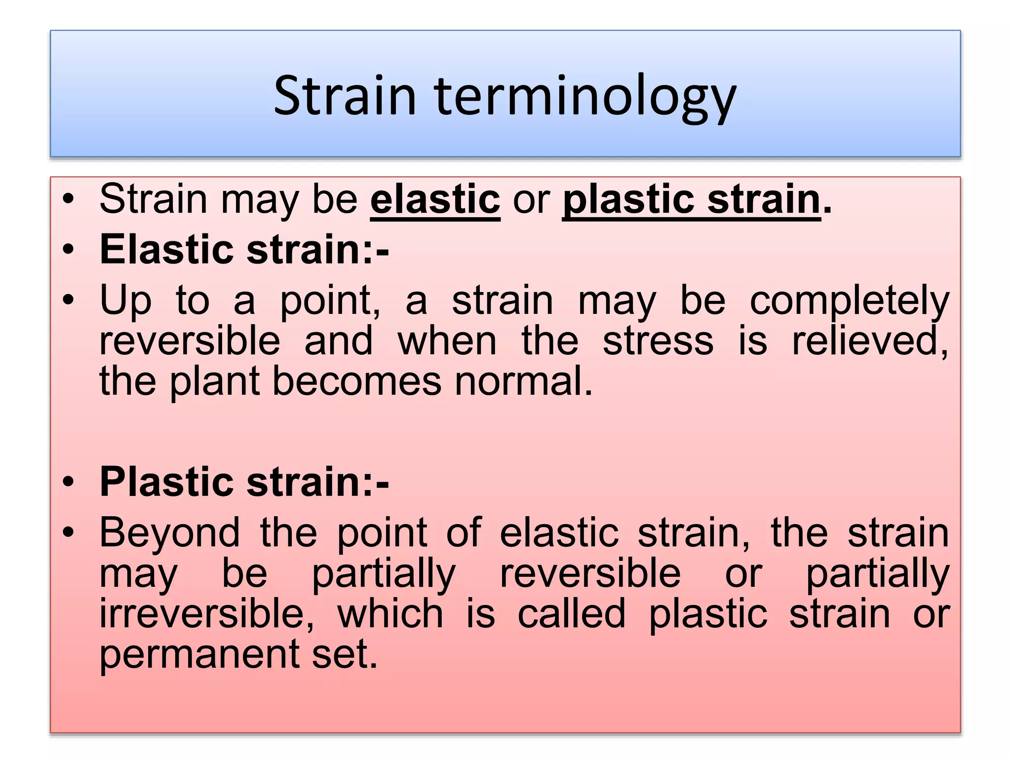 stress and strain terminology and its concepts | PPTX