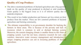 dryland farming problems and solutions | PPTX