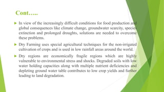 dryland farming problems and solutions | PPTX