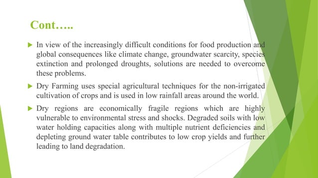 dryland farming problems and solutions | PPTX | Agriculture | Industries