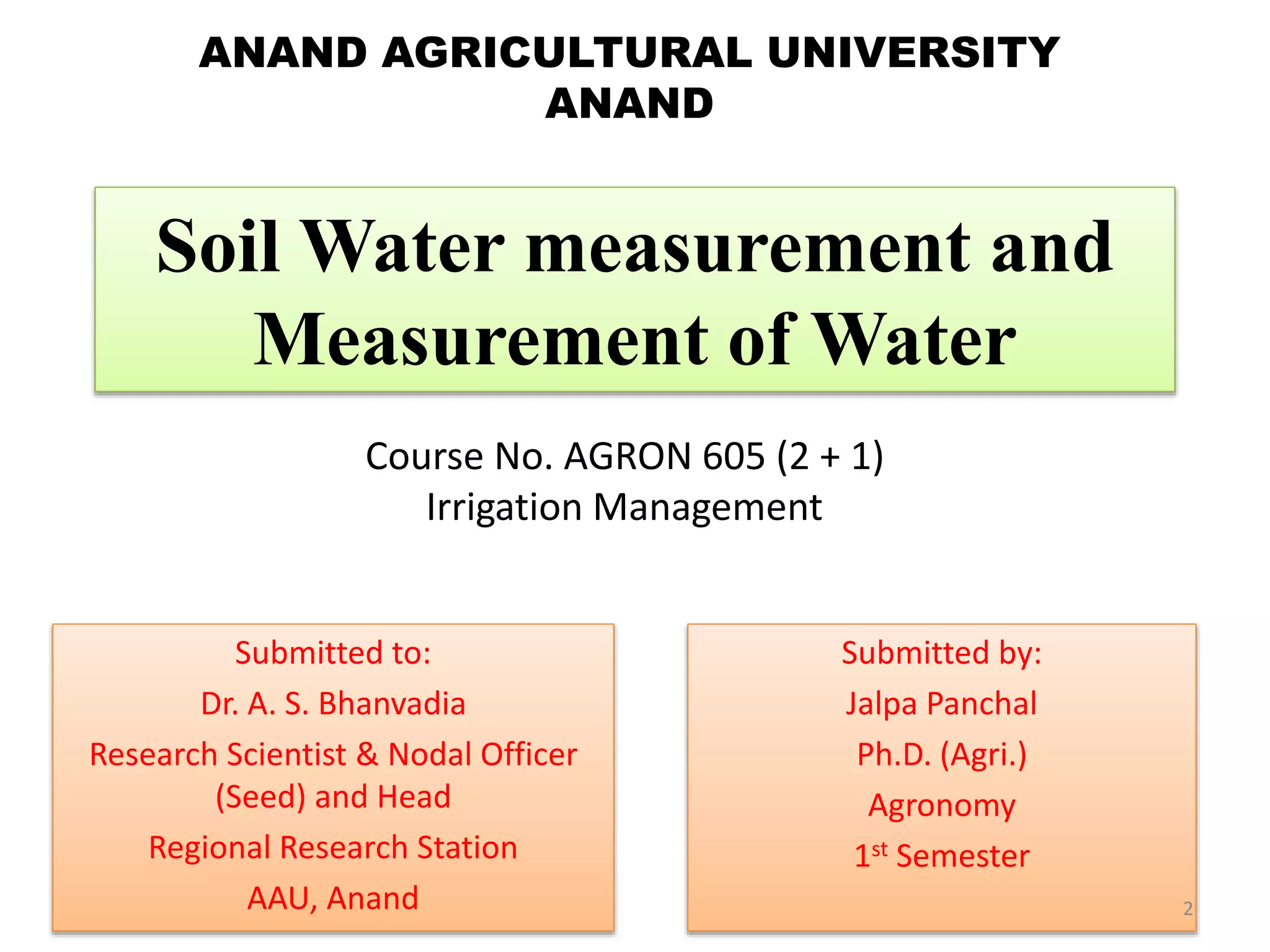 Soil Water measurement and measurement of water | PPTX
