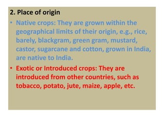 History and classification of crops | PPTX