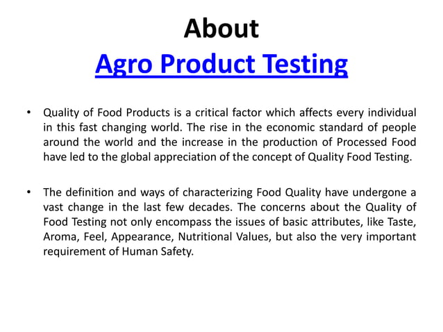 Agro product testing | PPT