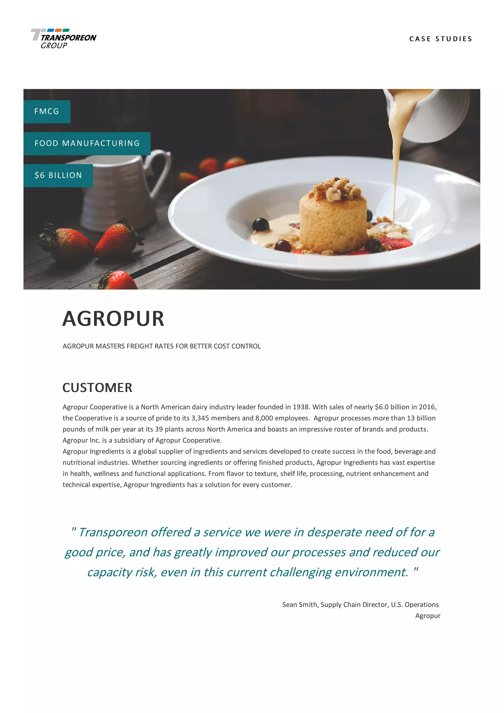 AGROPUR Cooperative_TRANSPOREON Group_Case Study | PDF