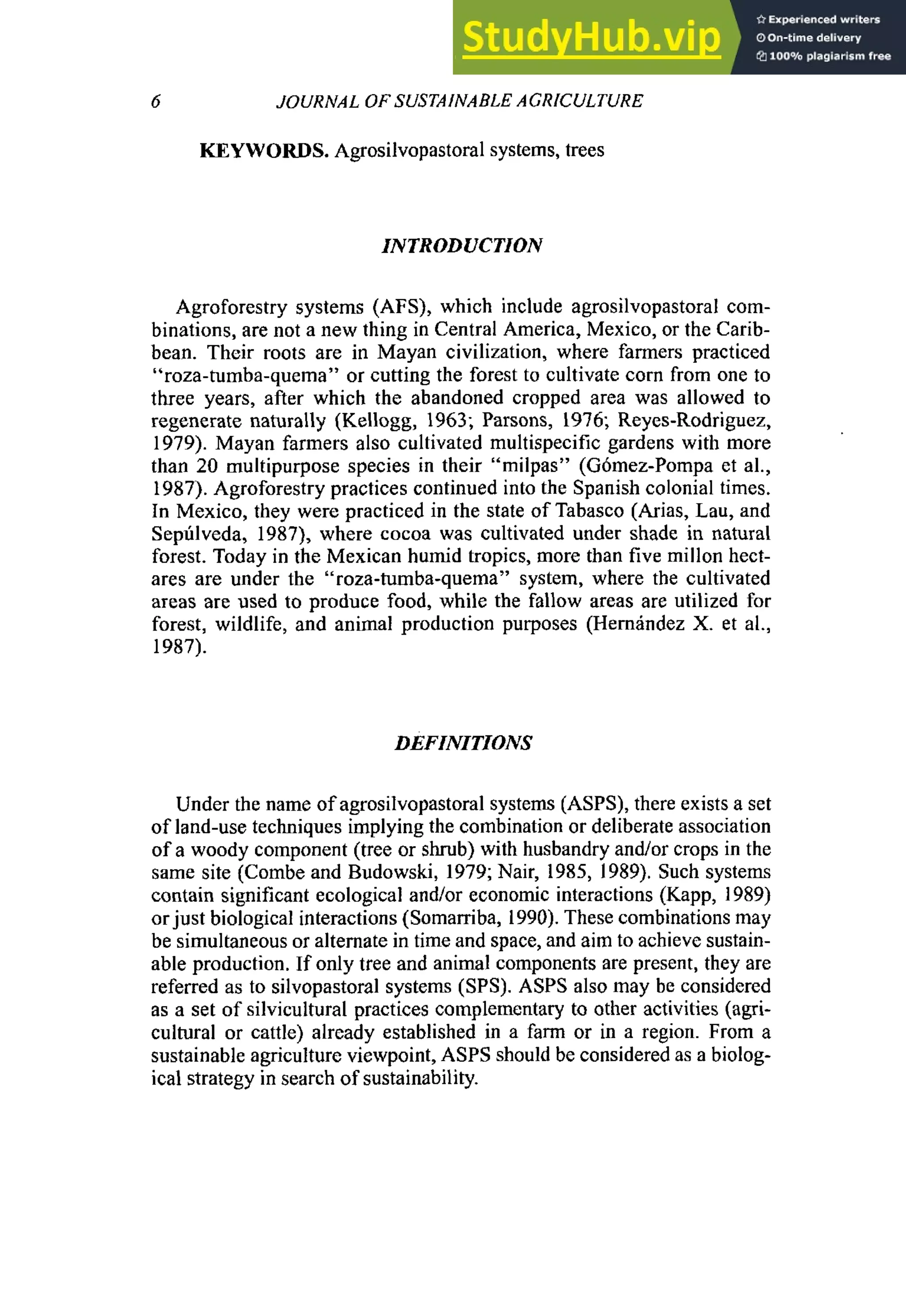 Agrosilvopastoral Systems A Practical Approach Toward Sustainable ...