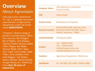 Agricultural Equipments By India Agrovision Implements Private Limited ...
