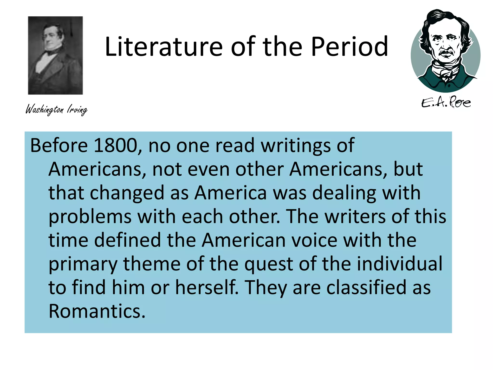 A growing nation american literature 1800 1870 | PPT