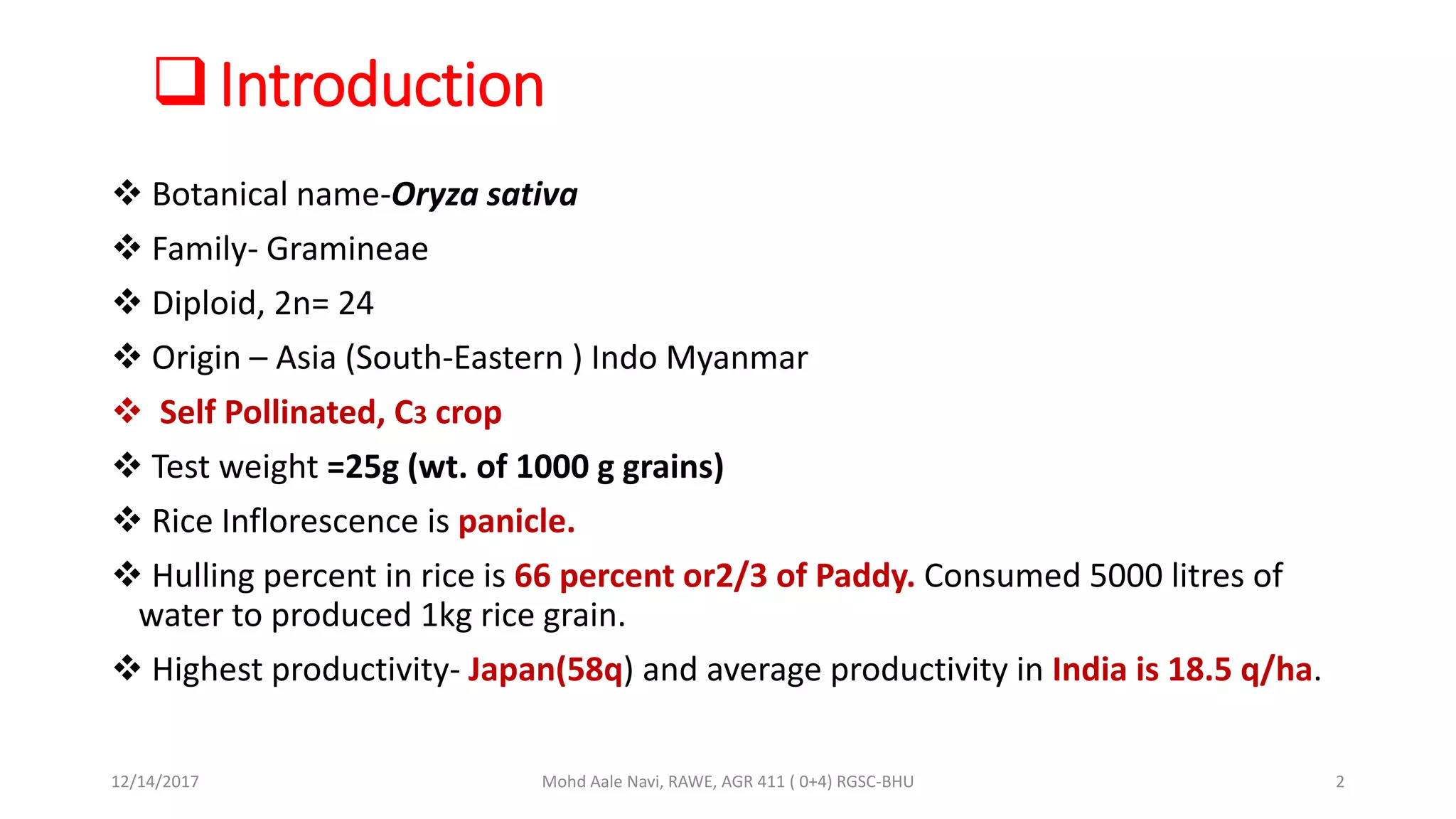 RICE CULTIVATION | PPTX