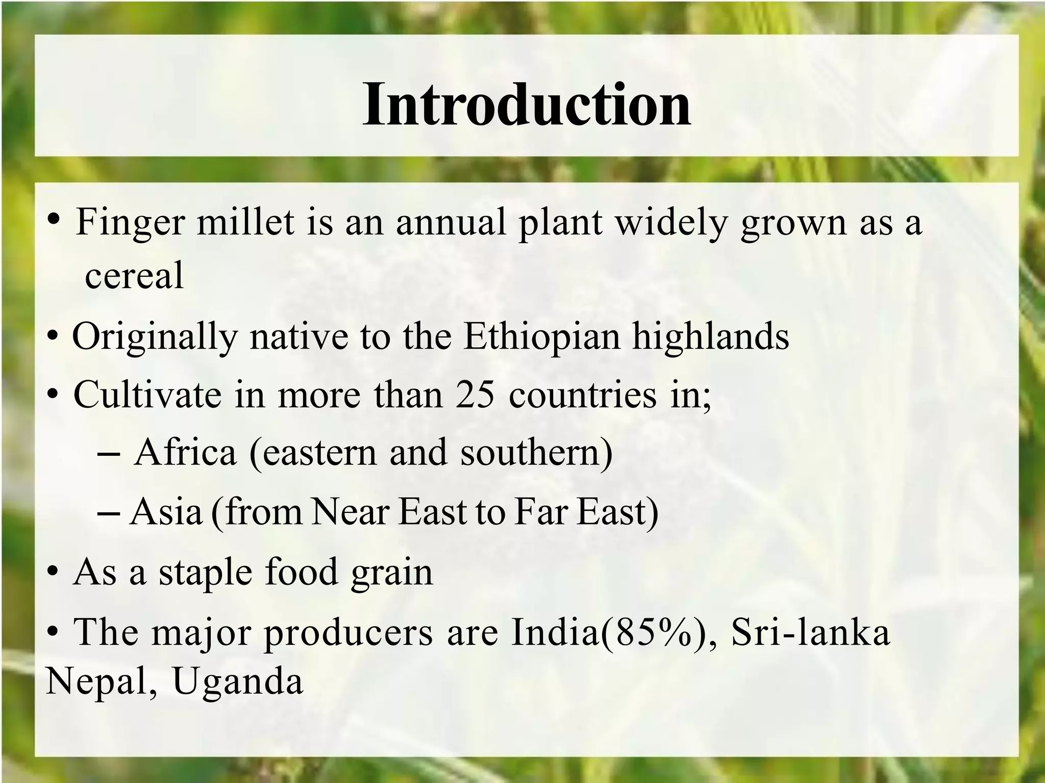 Scope for production of Finger millet (Eleusine coracana L. Gaertn.) | PPTX