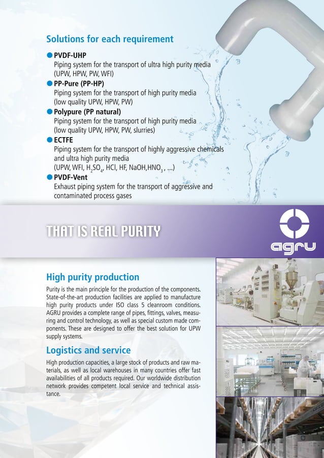 Agru purad high purity piping systems pvdf uhp, pp pure, polypure, ectfe, pvdf vent | PDF
