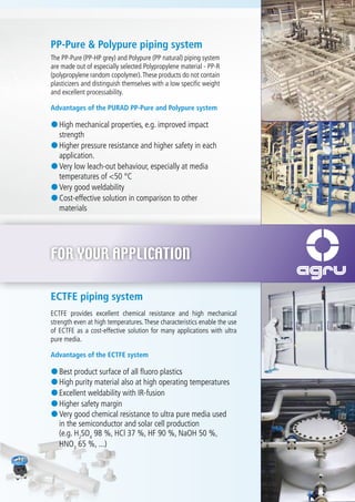Agru purad high purity piping systems pvdf uhp, pp pure, polypure, ectfe, pvdf vent | PDF