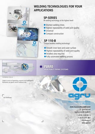 Agru purad high purity piping systems pvdf uhp, pp pure, polypure, ectfe, pvdf vent | PDF