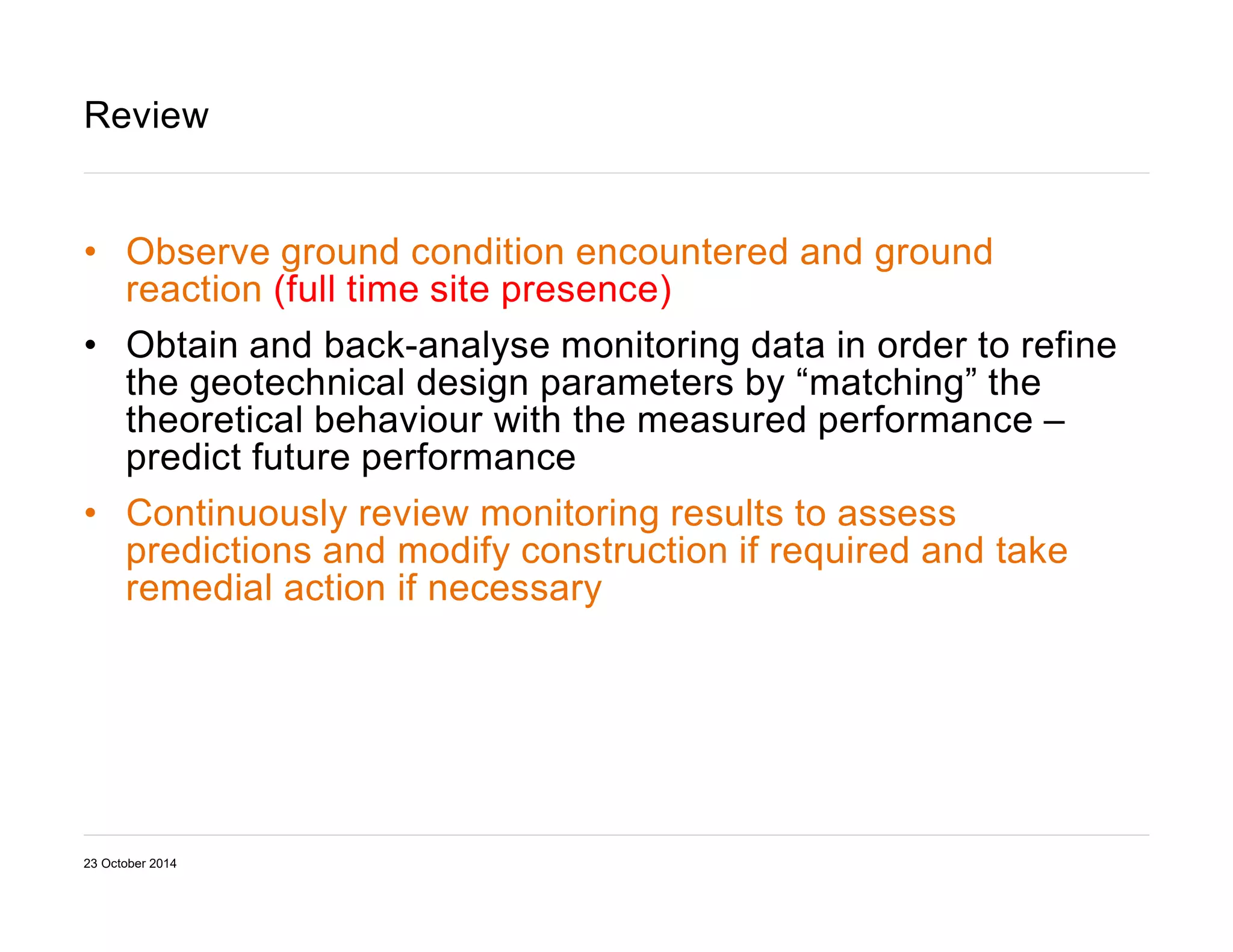 The management of geotechnical risk on major infrastructure projects | PDF