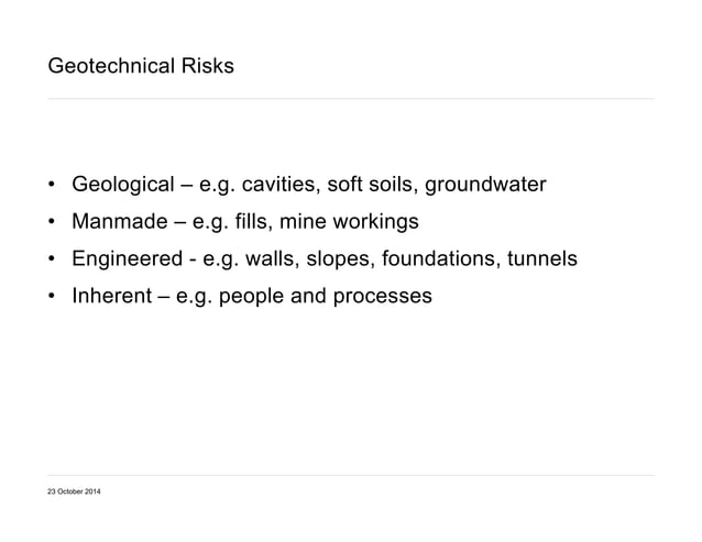 The management of geotechnical risk on major infrastructure projects | PDF