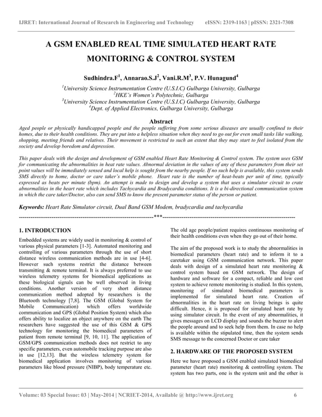 A gsm enabled real time simulated heart rate monitoring & control system | PDF
