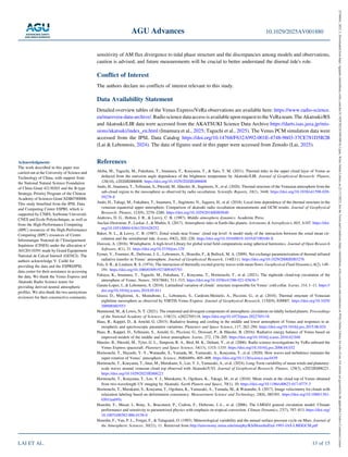 Contribution of Thermal Tides to Venus Upper Cloud‐LayerSuperrotation | PDF