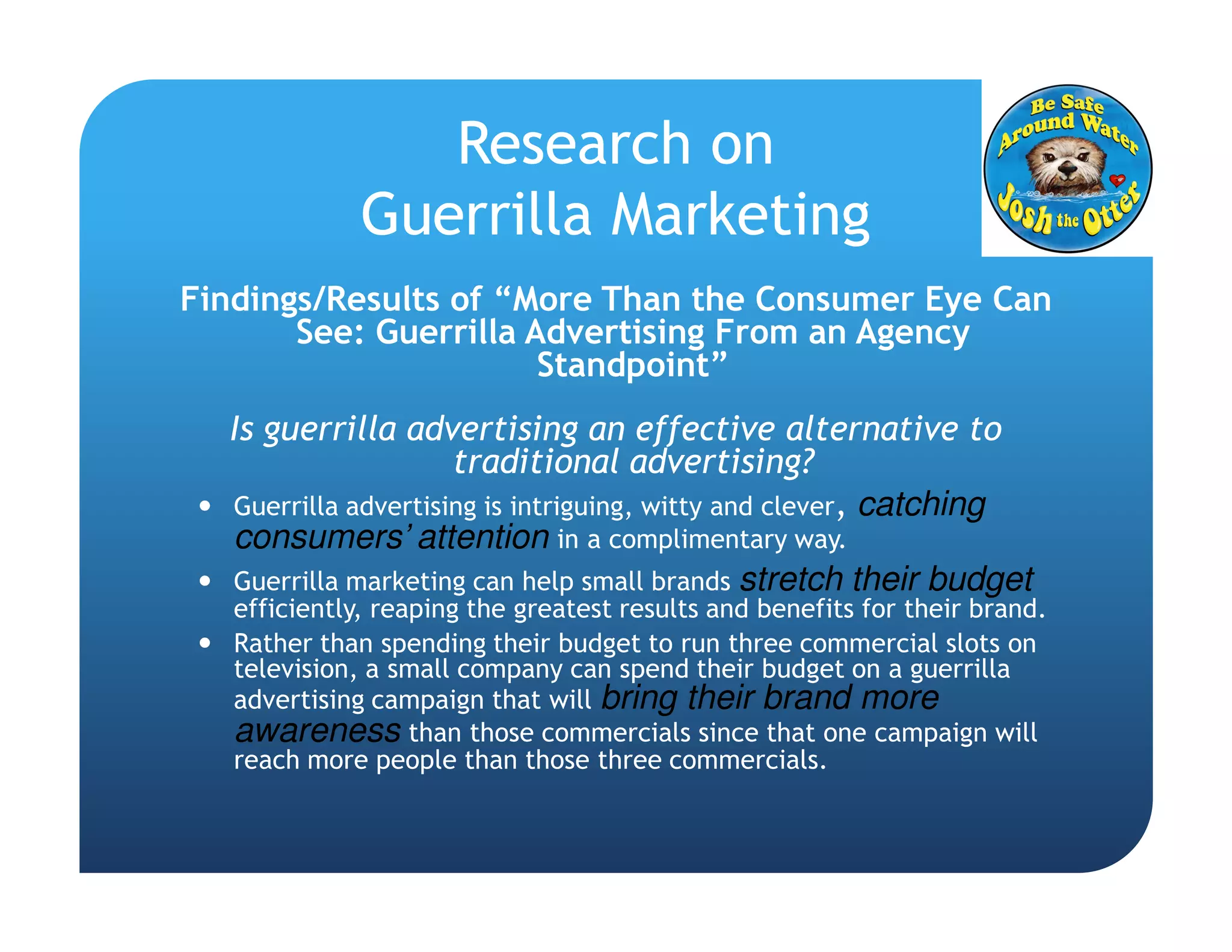 A Guerrilla Marketing Approach to Drowning Awareness and Prevention | PPT