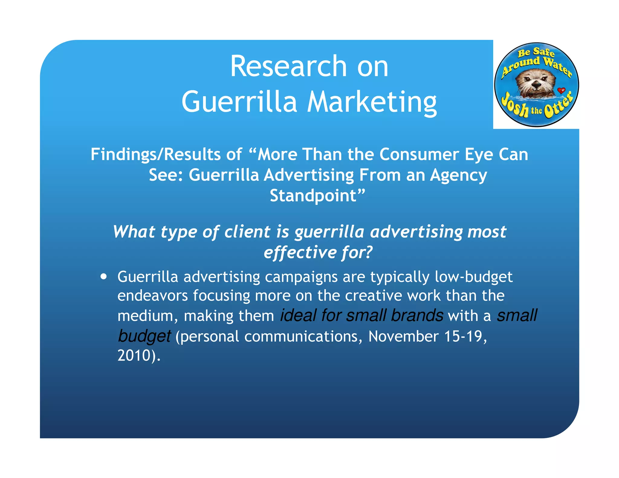 A Guerrilla Marketing Approach to Drowning Awareness and Prevention | PPT