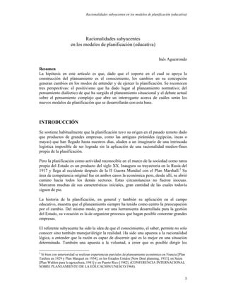 Aguerrondo. Racionalidades subyacentes en los modelos de planificación ...