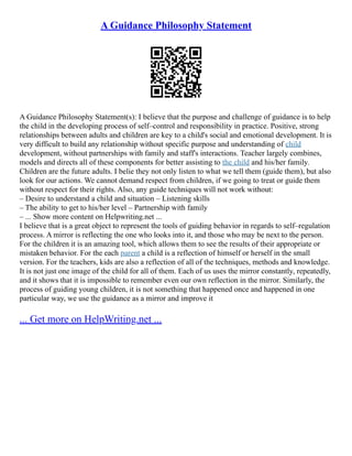 A Guidance Philosophy Statement | PDF
