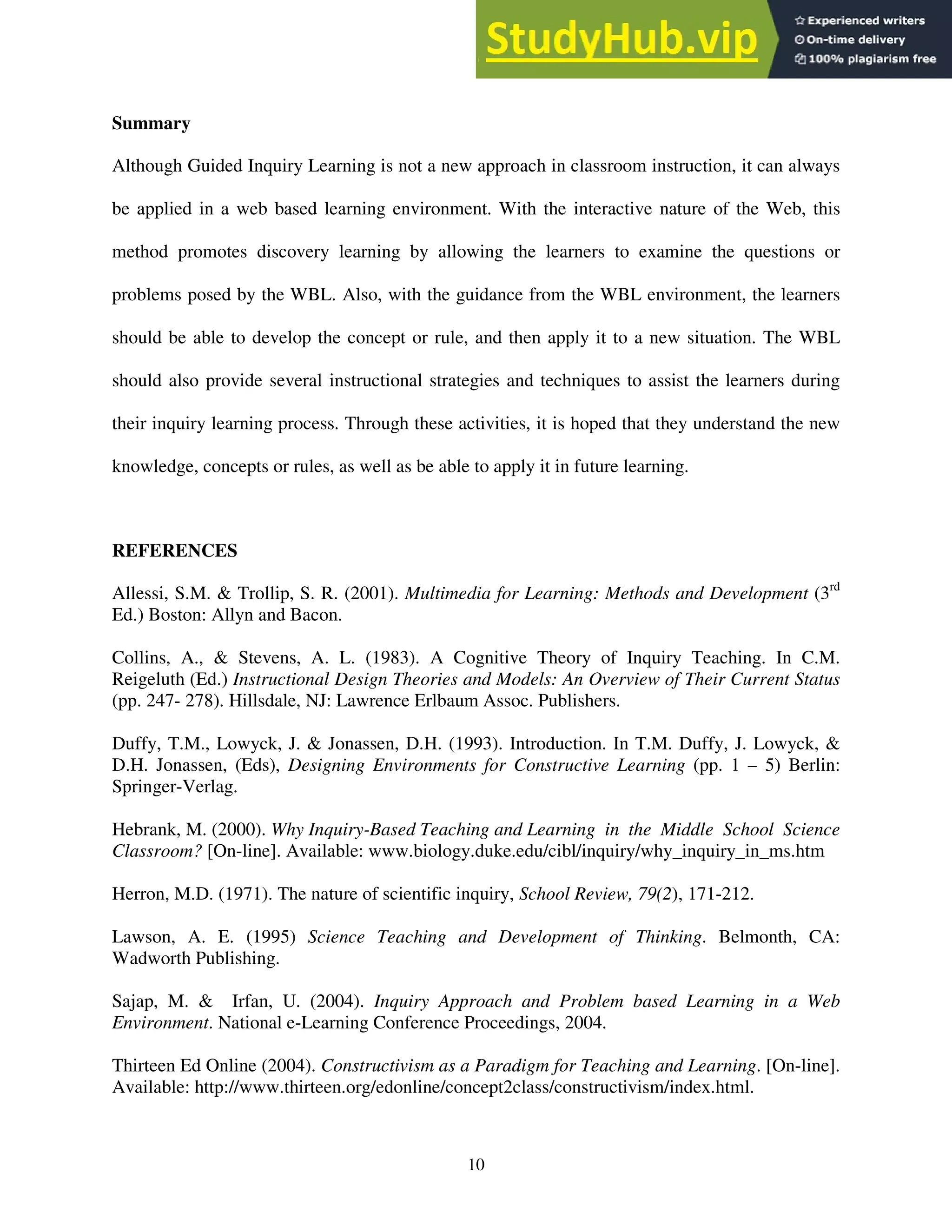 A Guided Inquiry Learning Approach In A Web Environment | PDF | Internet | Computing