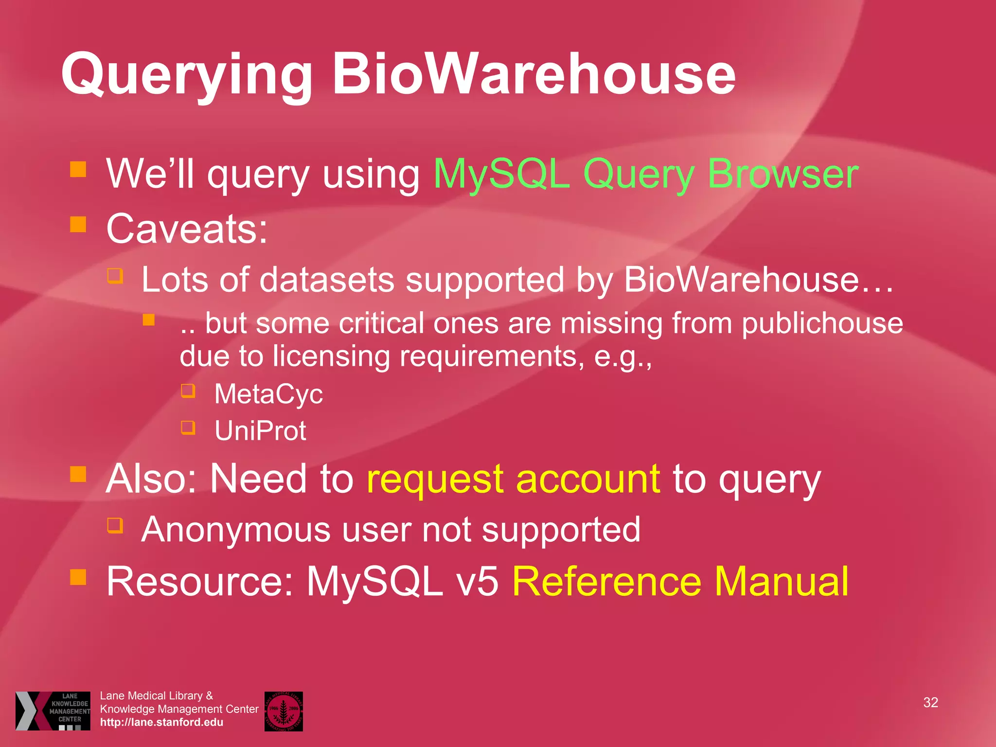A guided SQL tour of bioinformatics databases | PPT