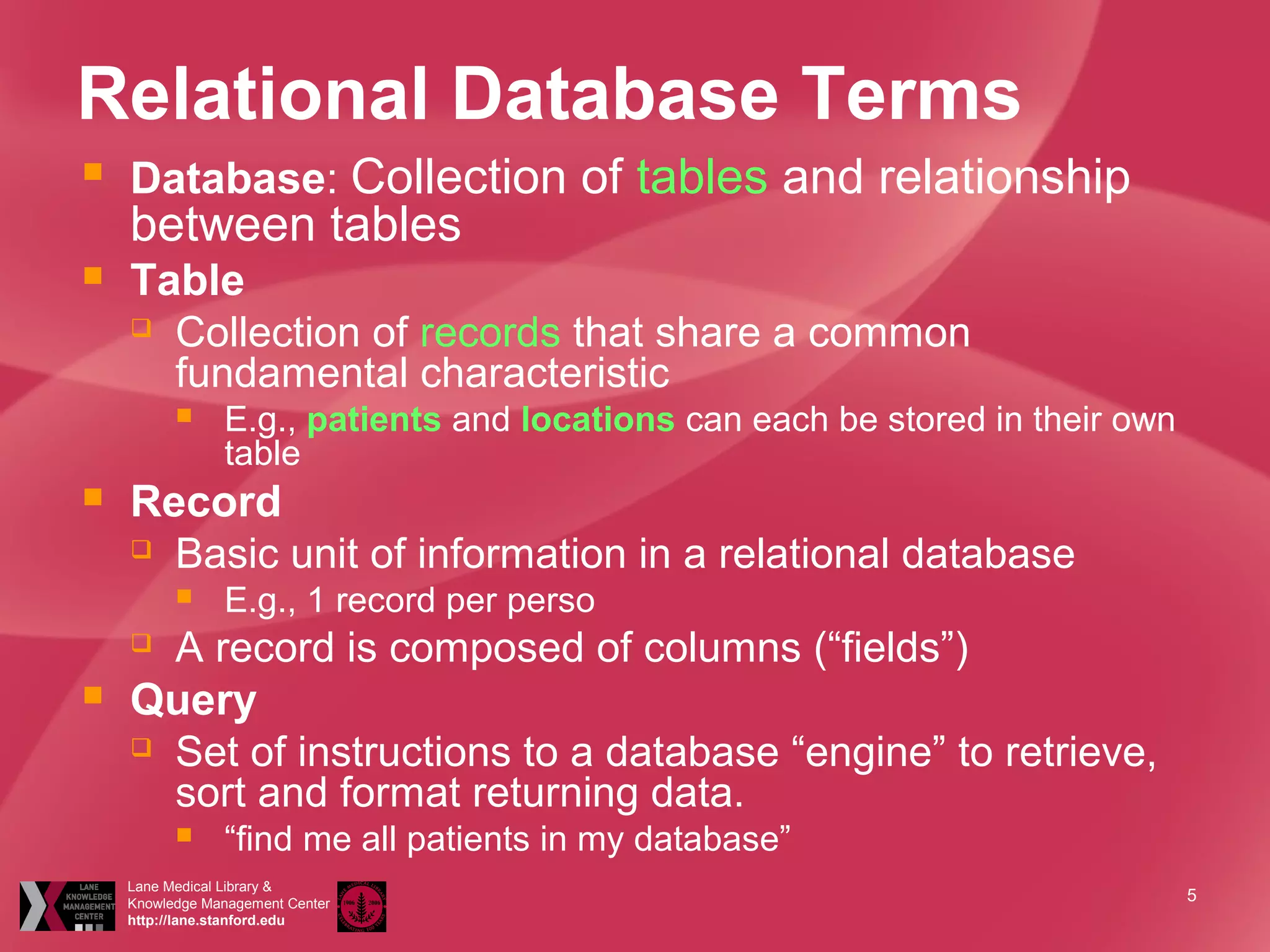 A guided SQL tour of bioinformatics databases | PPT