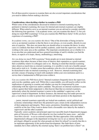 A Guide For Internal And External PhD Examiners | PDF