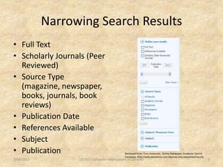A guide for using academic search complete | PPTX | Search | Internet