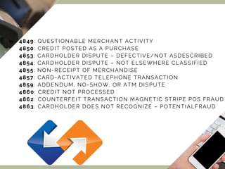 A Guideline of Master Card Reason Code for Chargeback Prevnetion | PPT