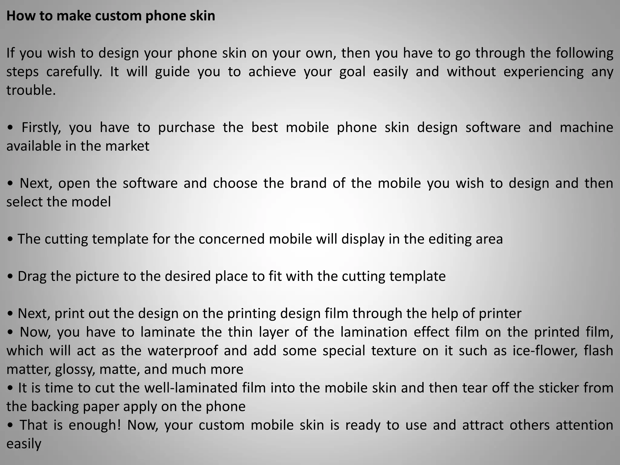A Guide On How To Design Your Custom Phone Skin | PPTX | Skin and Dermatology | Diseases and ...