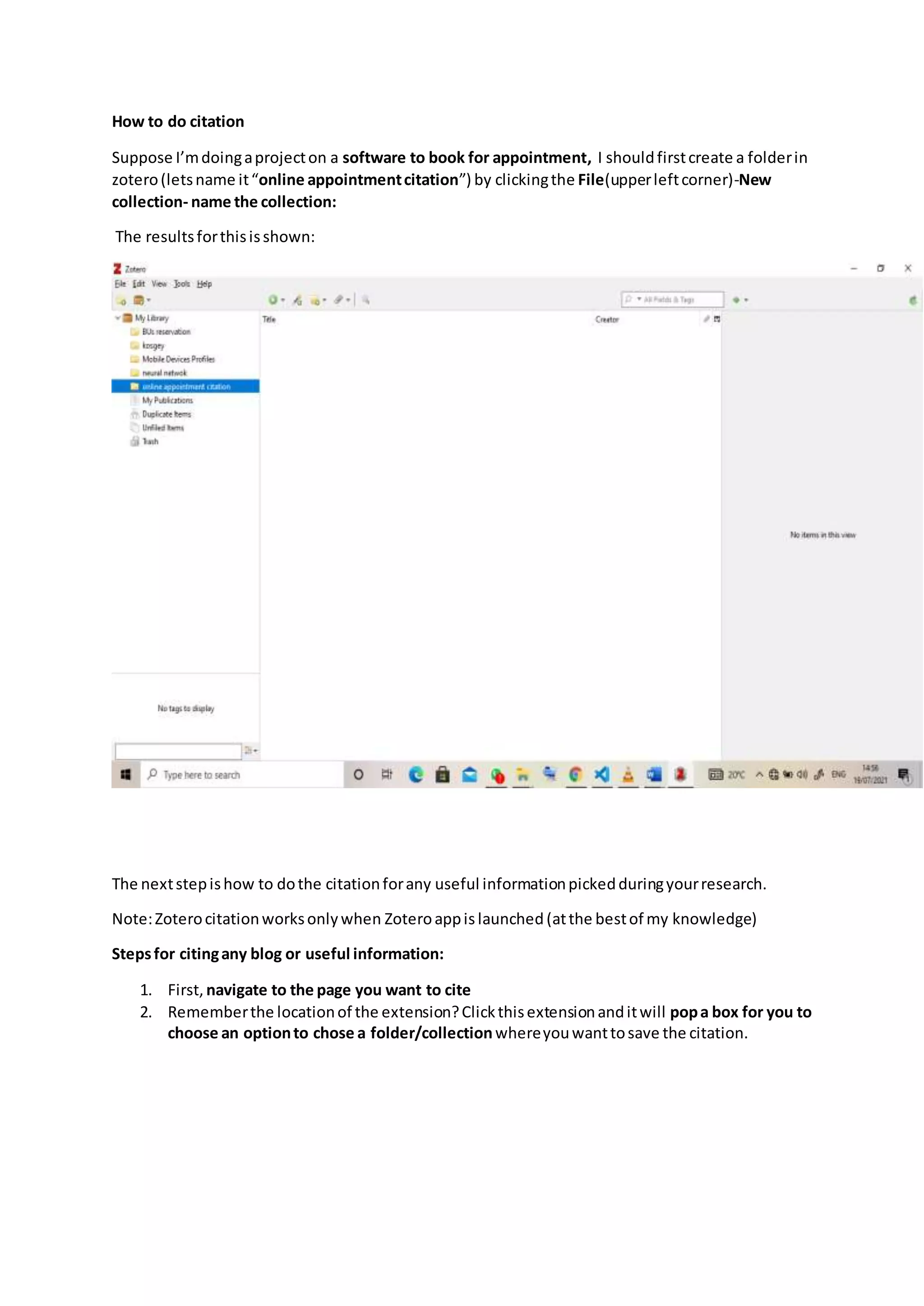A guide on how to do citation using zotero software | DOCX