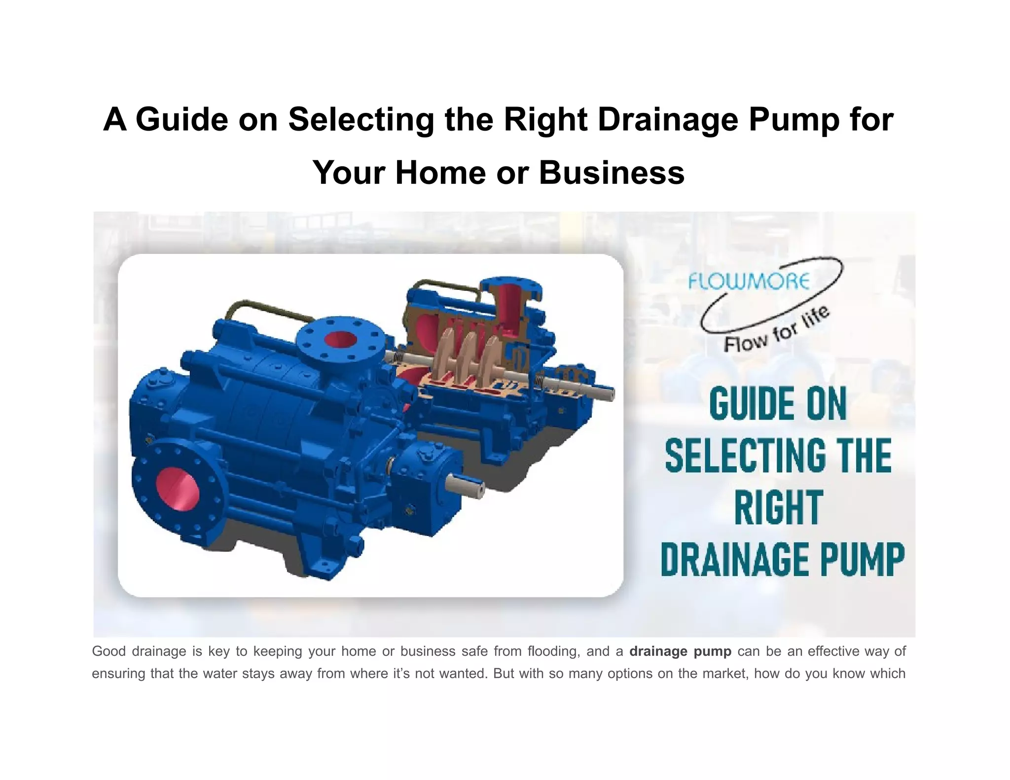 A Guide on Selecting the Right Drainage Pump for Your Home or Business ...