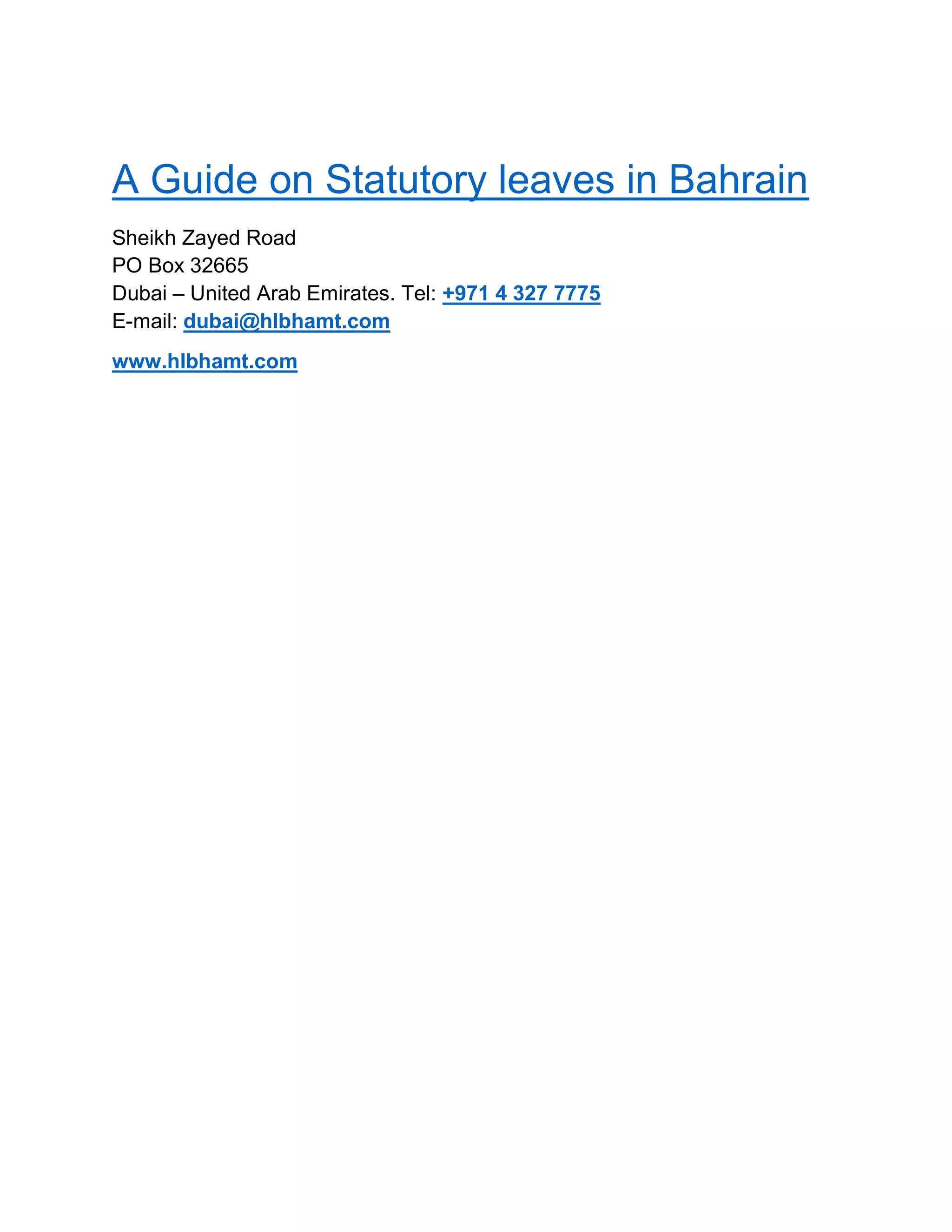 A Guide on Statutory leaves in Bahrain.pdf | National & Civic Holidays ...