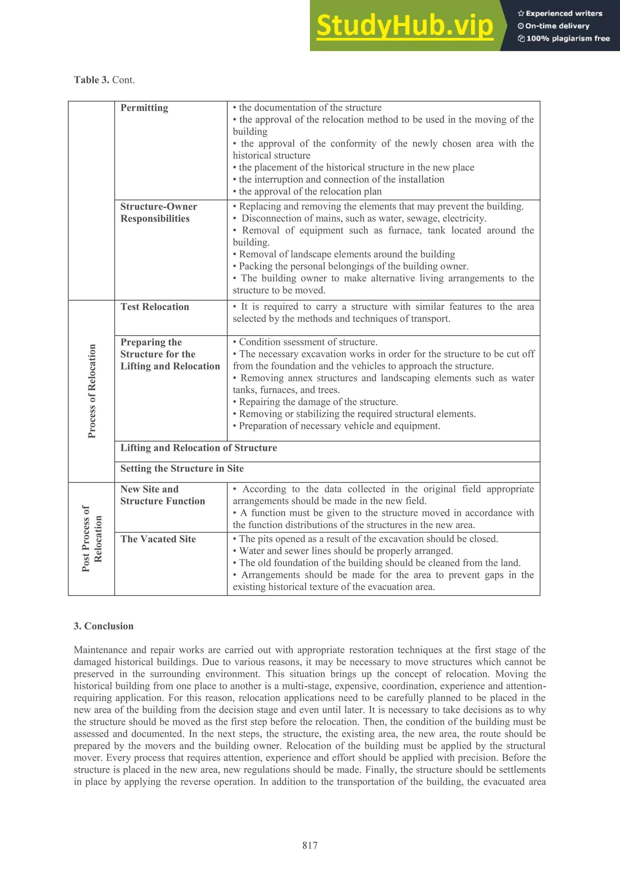 A GUIDE PROPOSAL FOR RELOCATION PRACTICES IN CONSERVATION OF ...