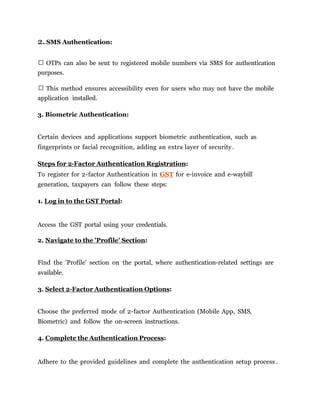 2-Factor Authentication under GST for e-Invoice | Academy Tax4wealth | PPTX