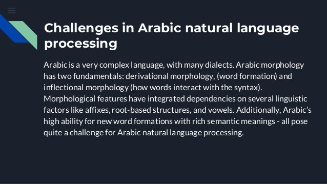 A Guide to Arabic Natural Language Processing.pptx | Computing | Technology & Computing