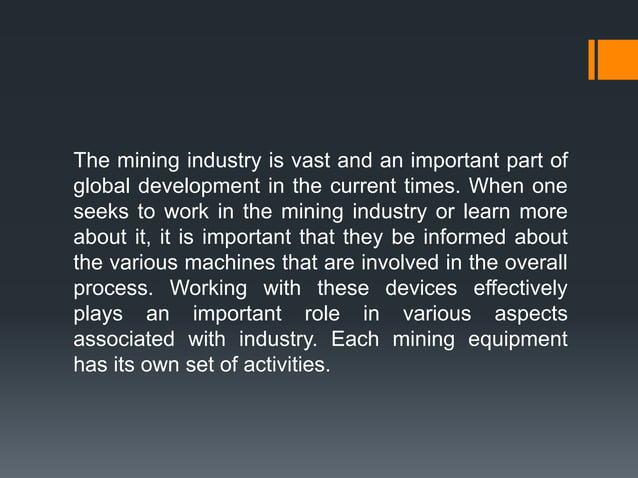 A guide to basic mining equipment.pptxx.. | PPT