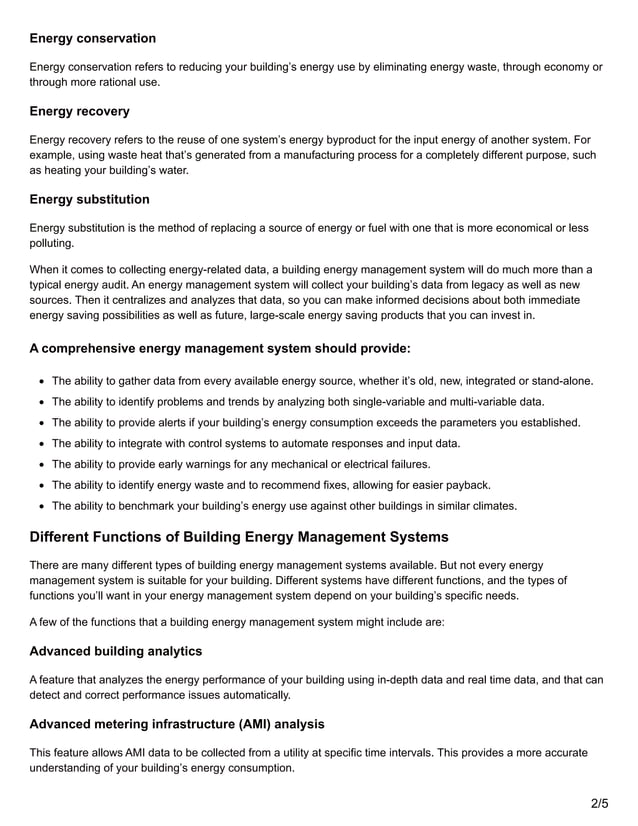 A Guide to BEMS: Building Energy Management Systems | PDF