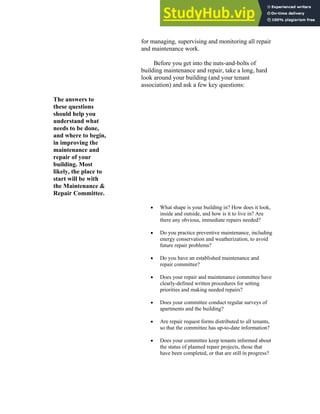 A Guide To BUILDING MAINTENANCE And REPAIR | PDF