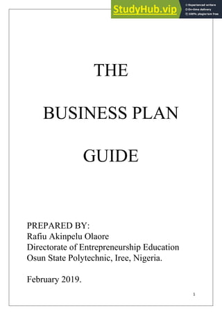 A GUIDE TO BUSINESS PLAN.Pdf | Business Accounting & Finance | Business