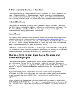 Navigating Cape Town: Your Comprehensive Travel Guide | PDF