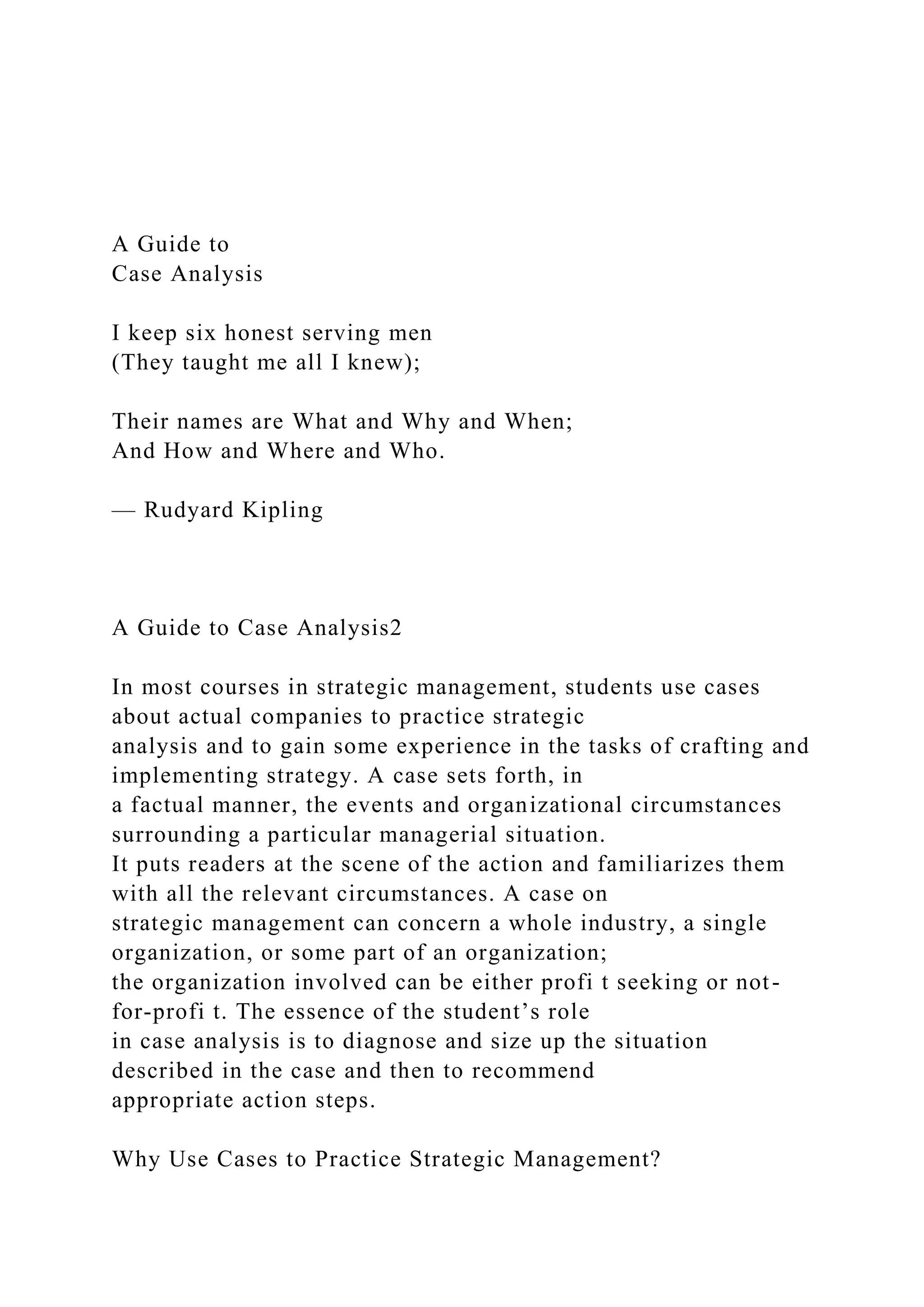 A Guide to Case AnalysisI keep six honest serving men(.docx