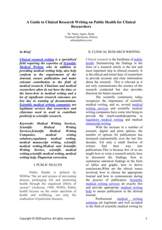 A guide to clinical research writing on public health for clinical ...