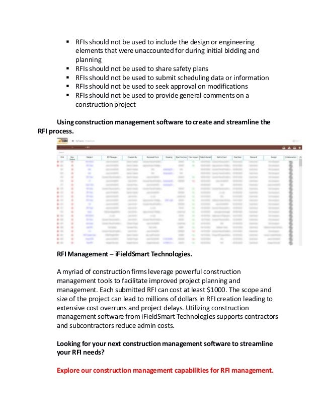 A guide to construction RFIs including construction management software. | PPTX | Construction ...
