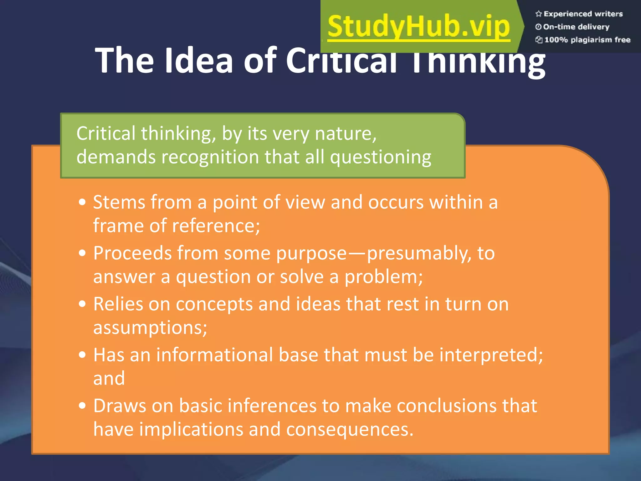 A Guide To Critical Thinking | PDF