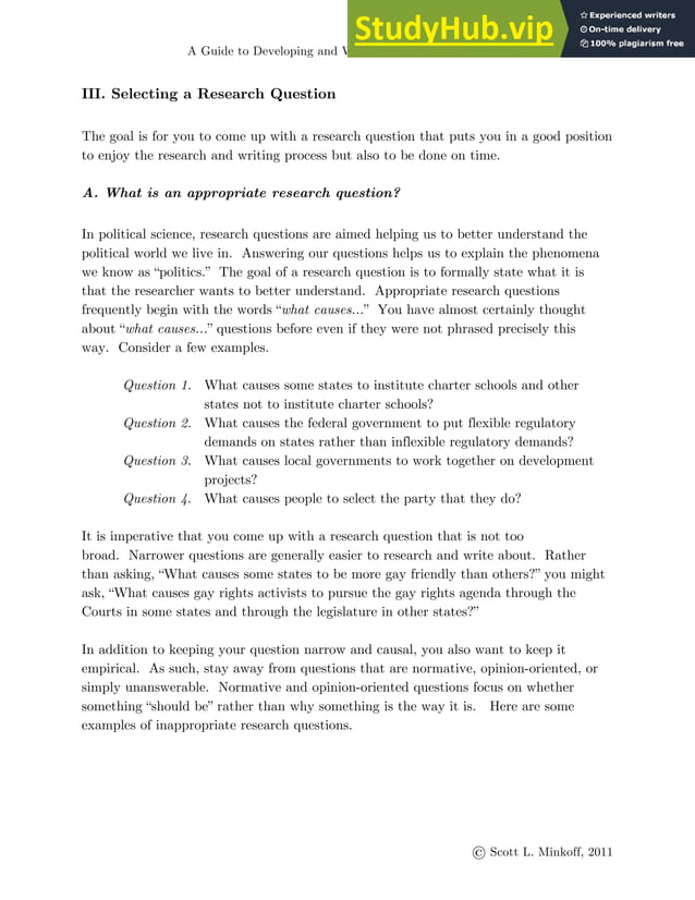 A Guide To Developing And Writing Research Papers In Political Science ...