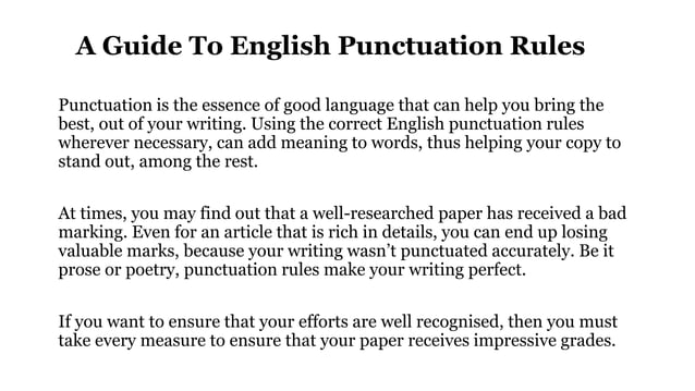 A guide to english punctuation rules | PPTX | Poetry | Books and Literature