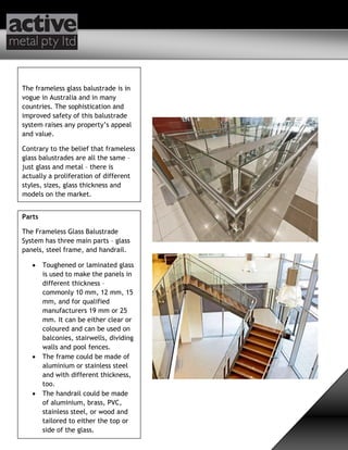 A guide to frameless glass balustrade systems | PDF