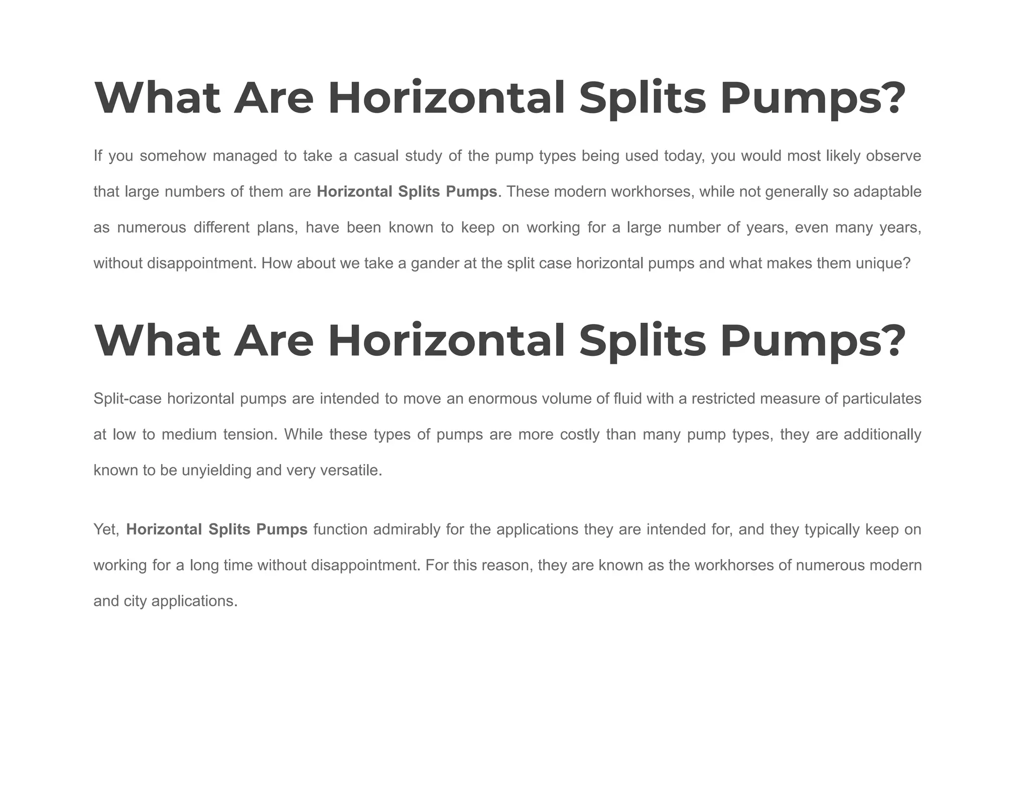 A Guide to Horizontal Splits Pumps | PDF